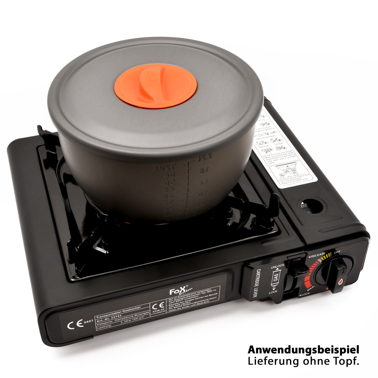 Camping Gaskocher 2,3 kW für MSF-1a Kartuschen mit Transportkoffer ...